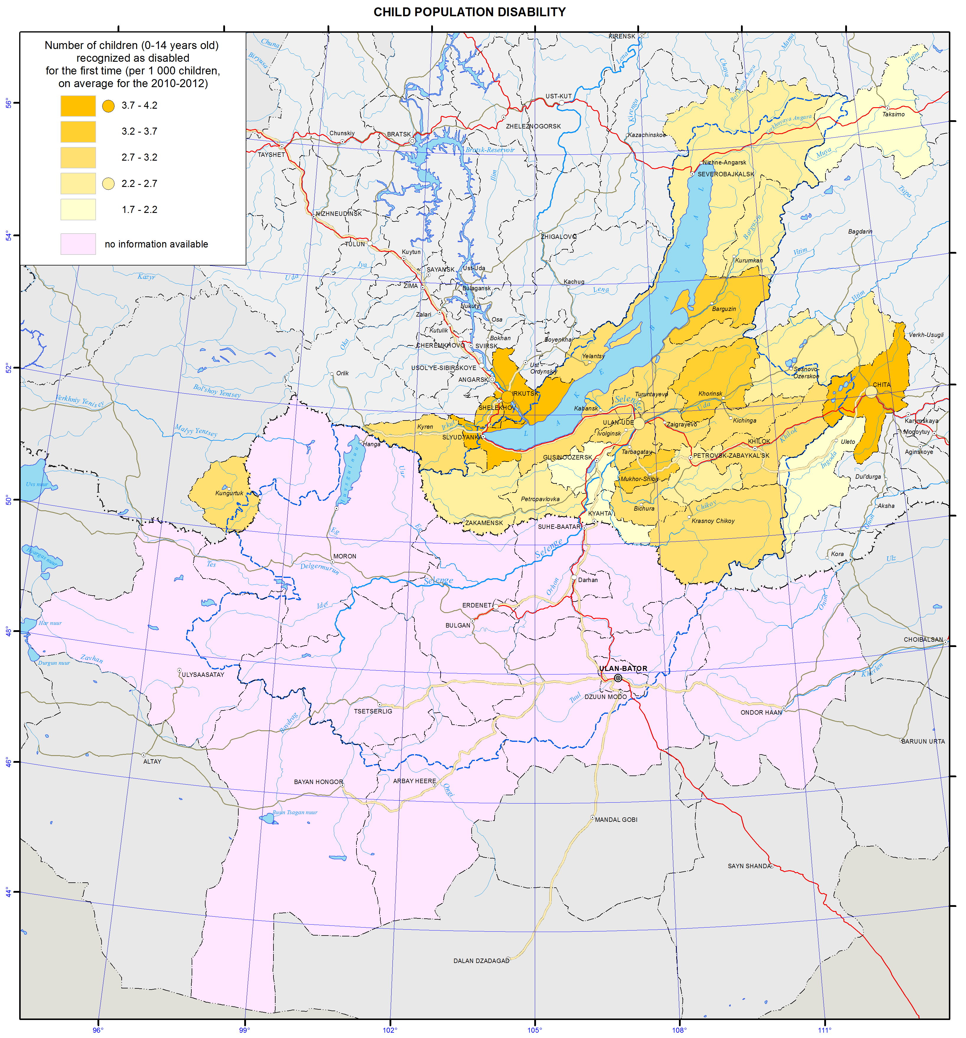 Child population disability map — English